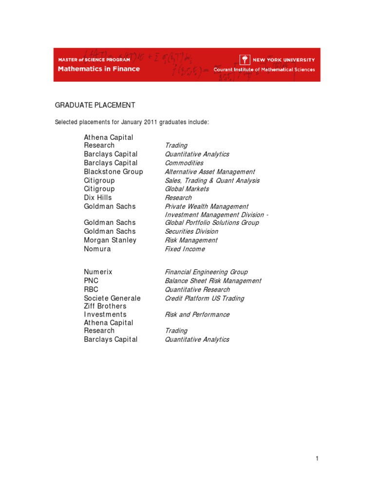 Graduate Placement Opportunities 2011 | PDF