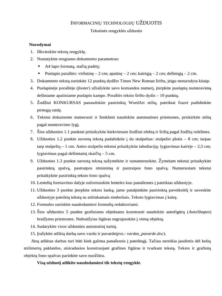 WORD Uzduotis Aprasymas 3 | PDF