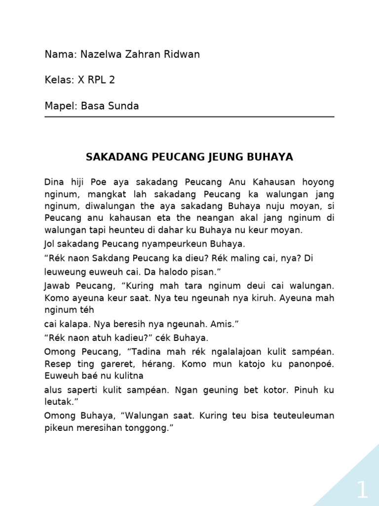 SAKADANG PEUCANG JEUNG BUHAYA B Sunda | PDF
