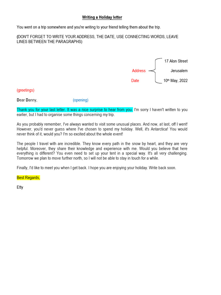 Writing a Holiday Letter to a Friend | PDF