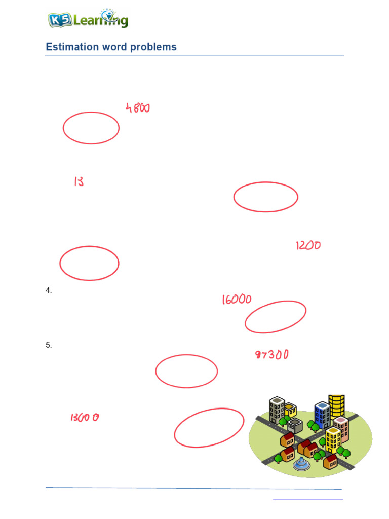 Grade 5 Word Problems Estimating Rounding | PDF