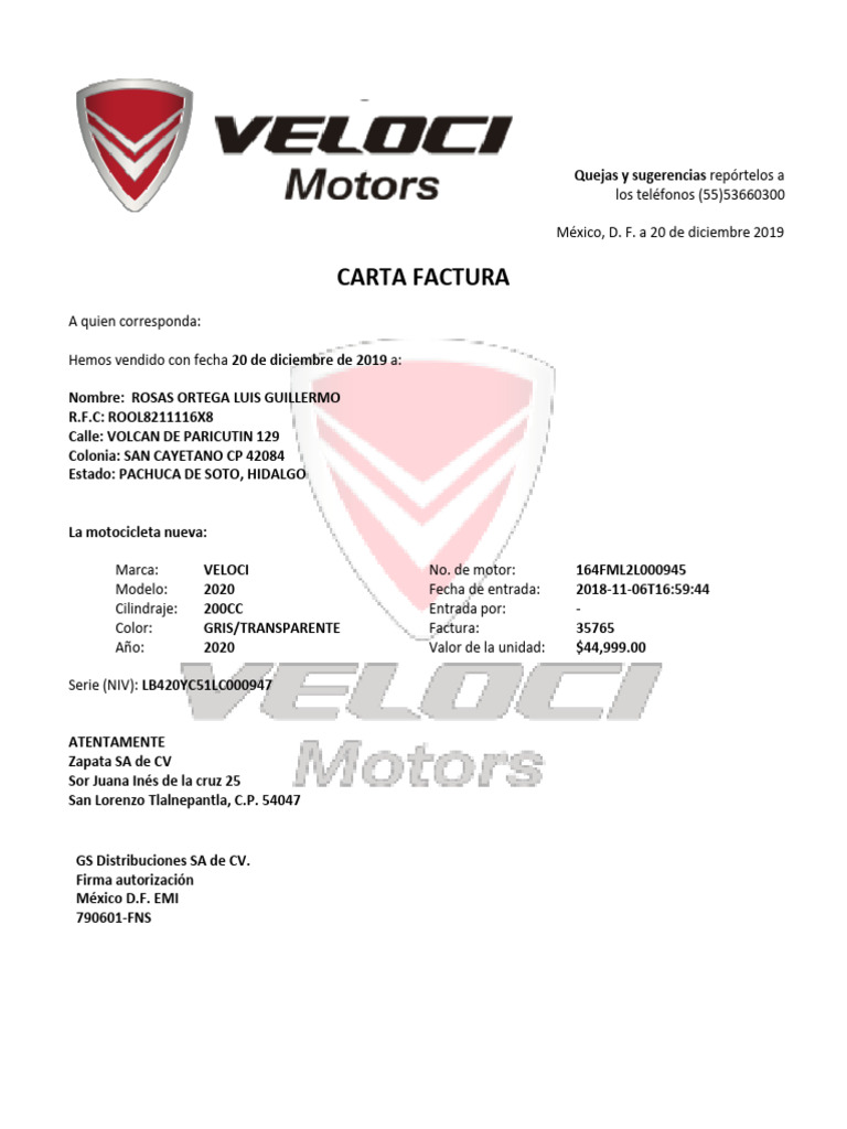 CARTA FACTURA | PDF