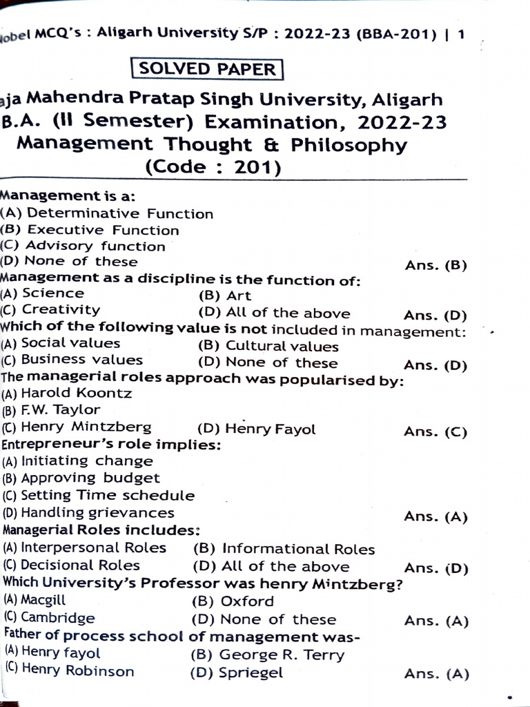 Sessional Exam MCQ Most Important Questions | PDF