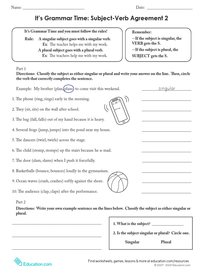 Its Grammar Time Subject Verb Agreement 2 | PDF | Subject (Grammar ...