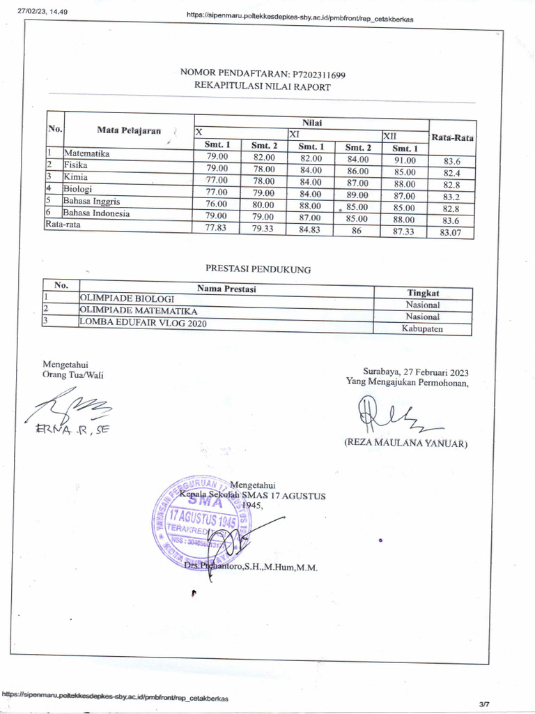 Rekapitulasi Raport | PDF