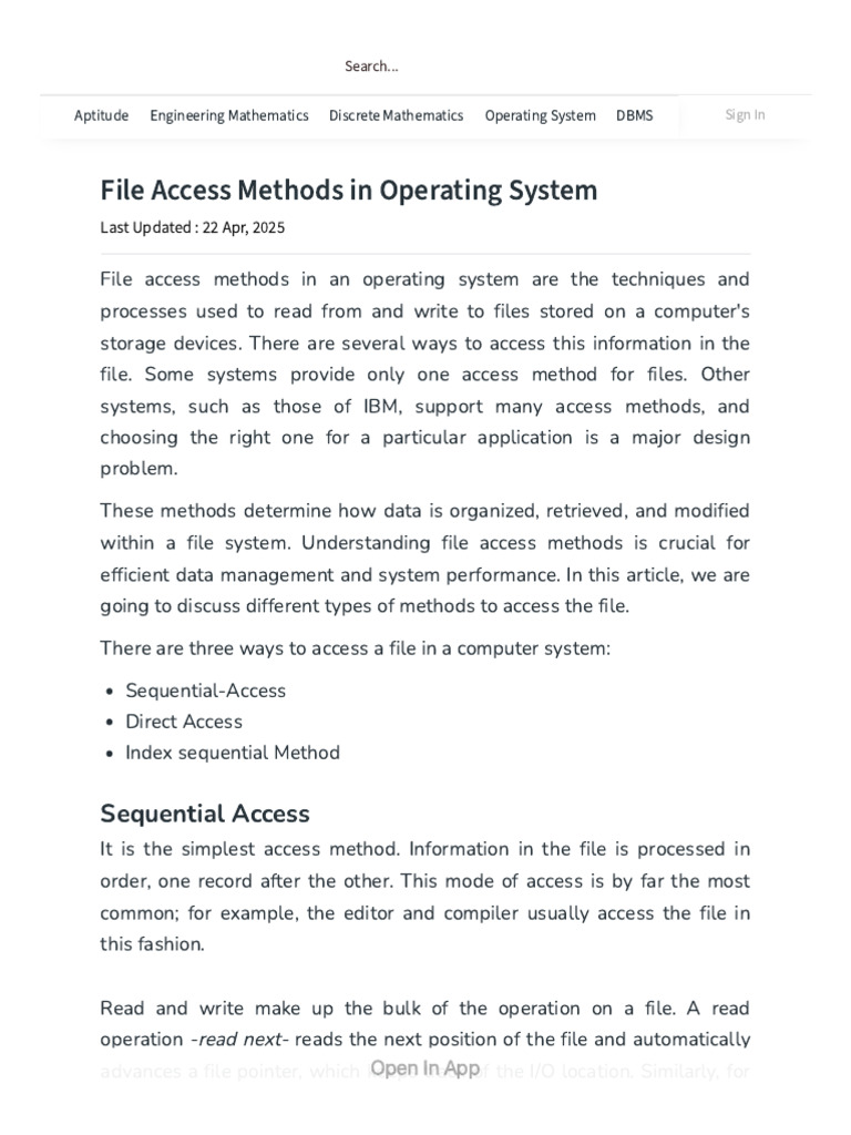 File Access Methods in System | PDF | Database Index | Computer File