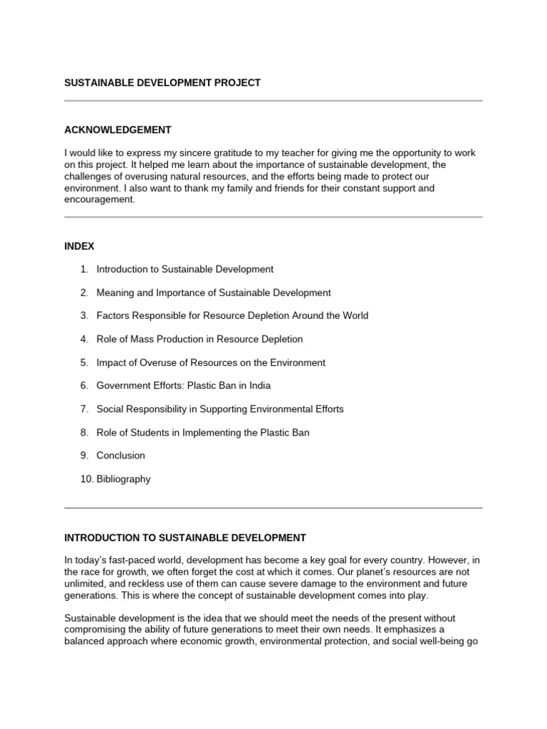 Sustainable Development Project | PDF | Sustainability | Sustainable ...