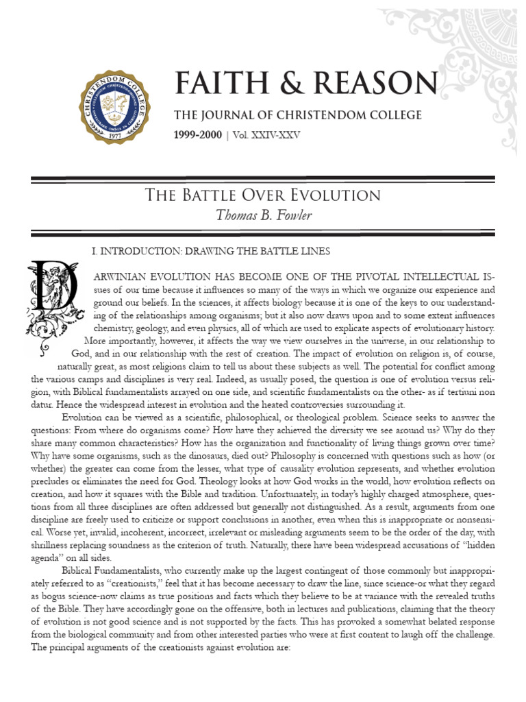 Thomas B. Fowler The Battle Over Evolution | PDF | Creationism