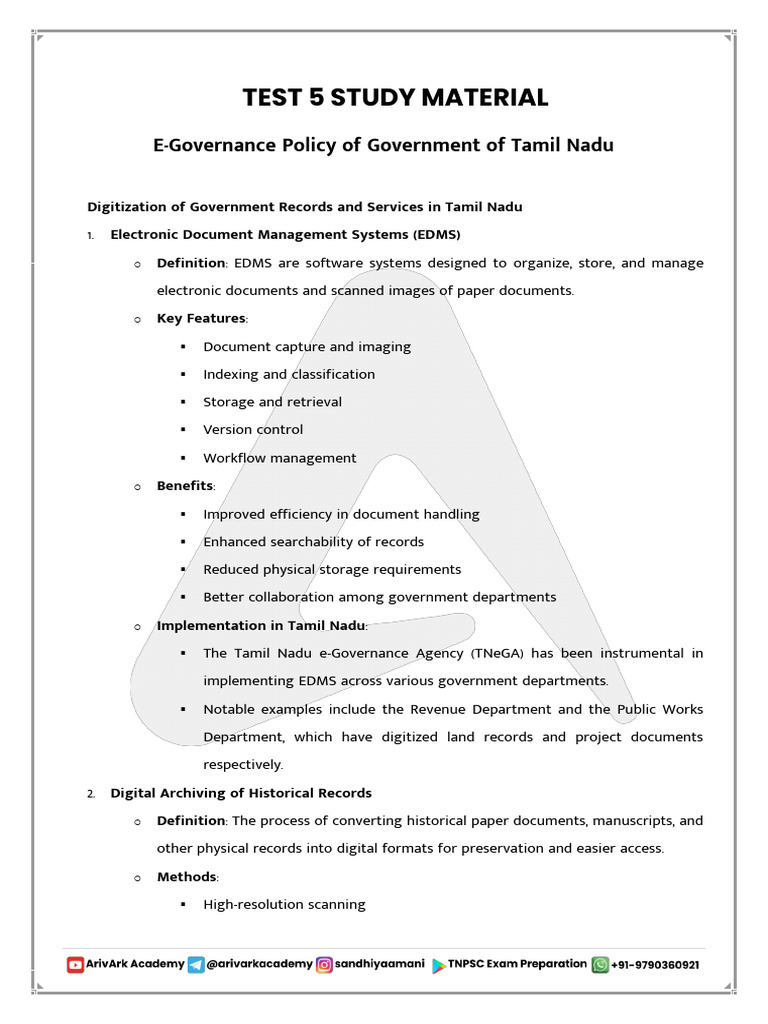 Tamil Nadu E-Governance Policy Overview | PDF | Security | Computer ...