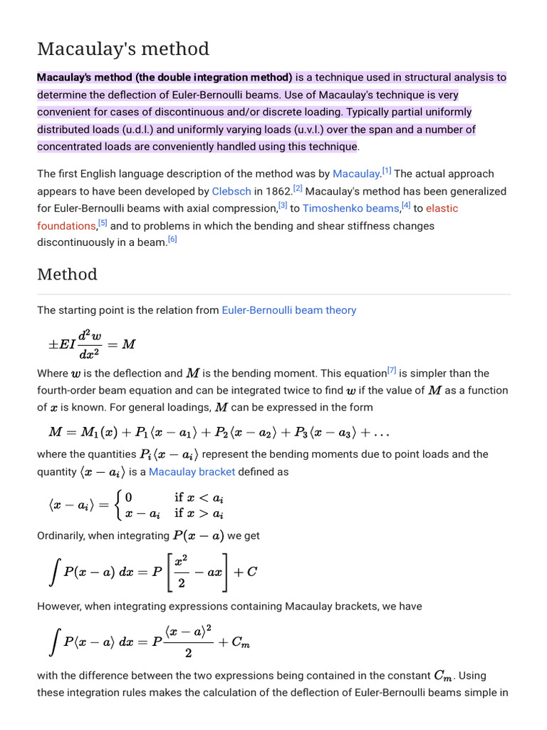 Macaulay's Method - Wikipedia | PDF