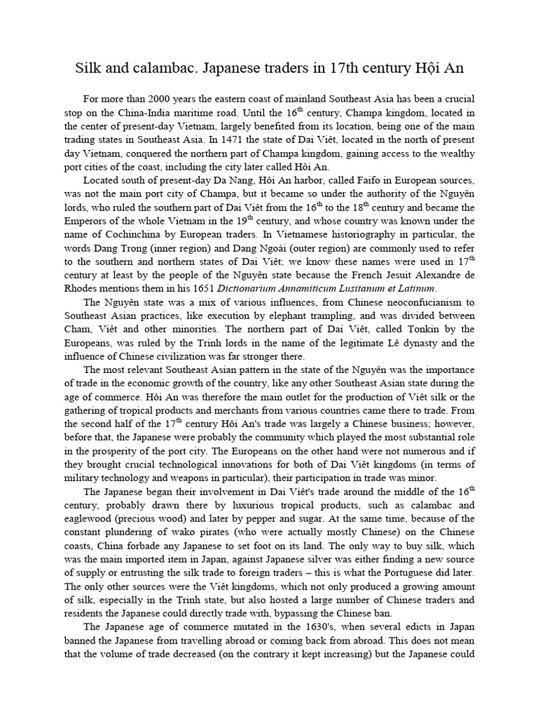 Silk and Calambac Japanese Traders in 17 | PDF