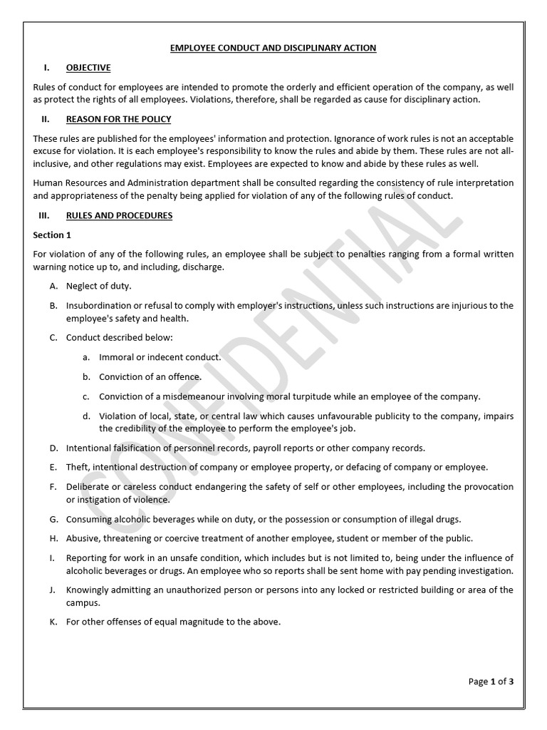 Employee Conduct and Disciplinary Action | PDF | Employment | Alcoholism