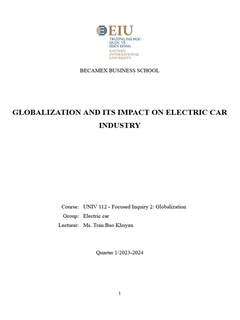 Globalization's Impact on Electric Cars | PDF | Electric Car | Electric ...