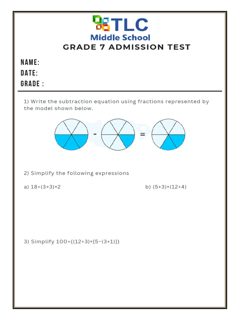 Grade 7 - Admission Test | PDF | Area | Rectangle