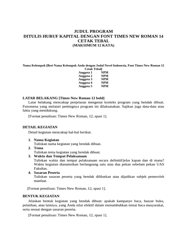 Template Proposal Promosi Budaya Baca | PDF