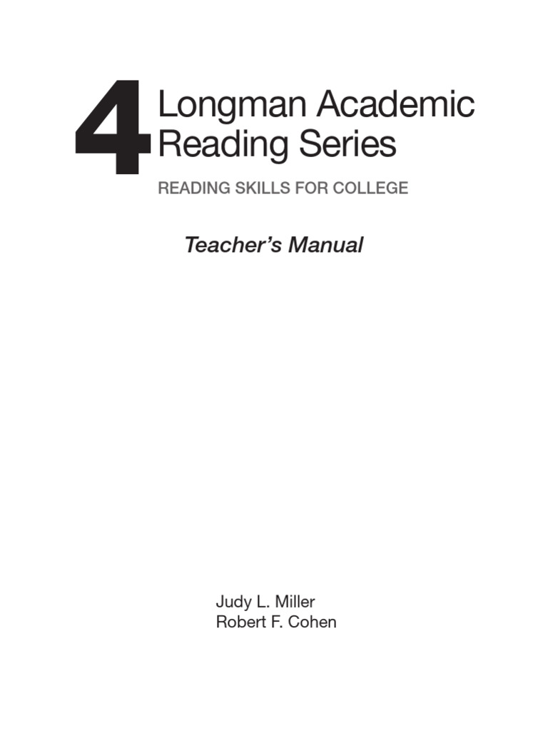 Longman Academic Reading Series - 4 Teacher - S Manual | PDF | Reading Comprehension | Linguistics