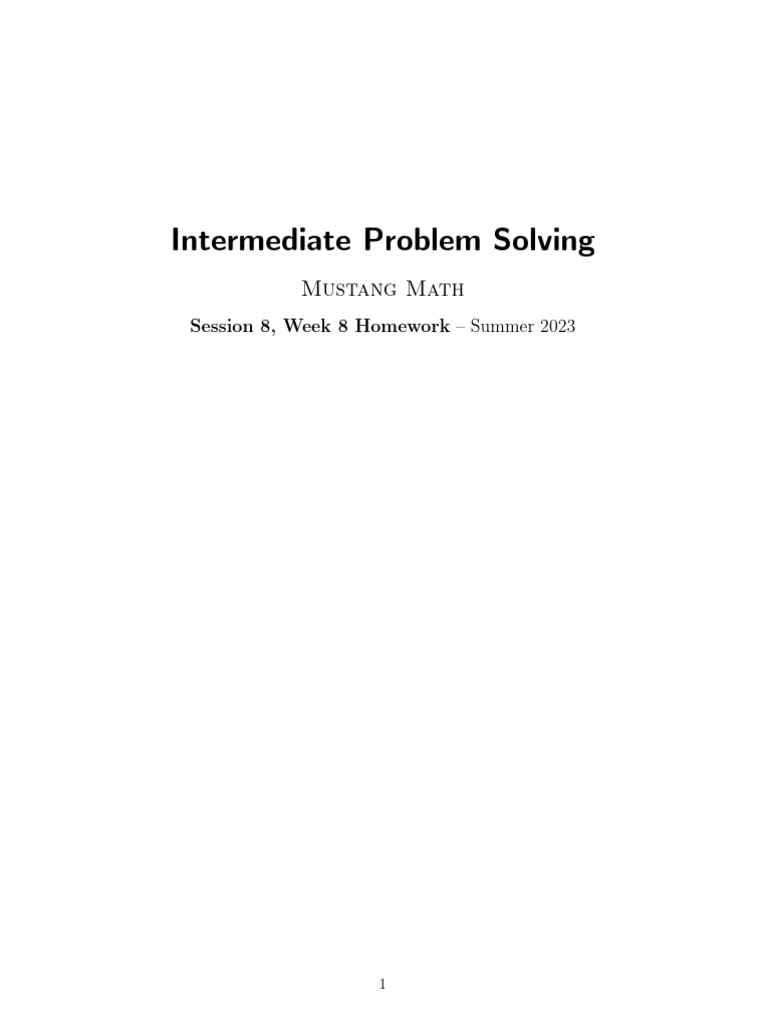 Intermediate Problem Solving Exercises | PDF | Numbers | Integer