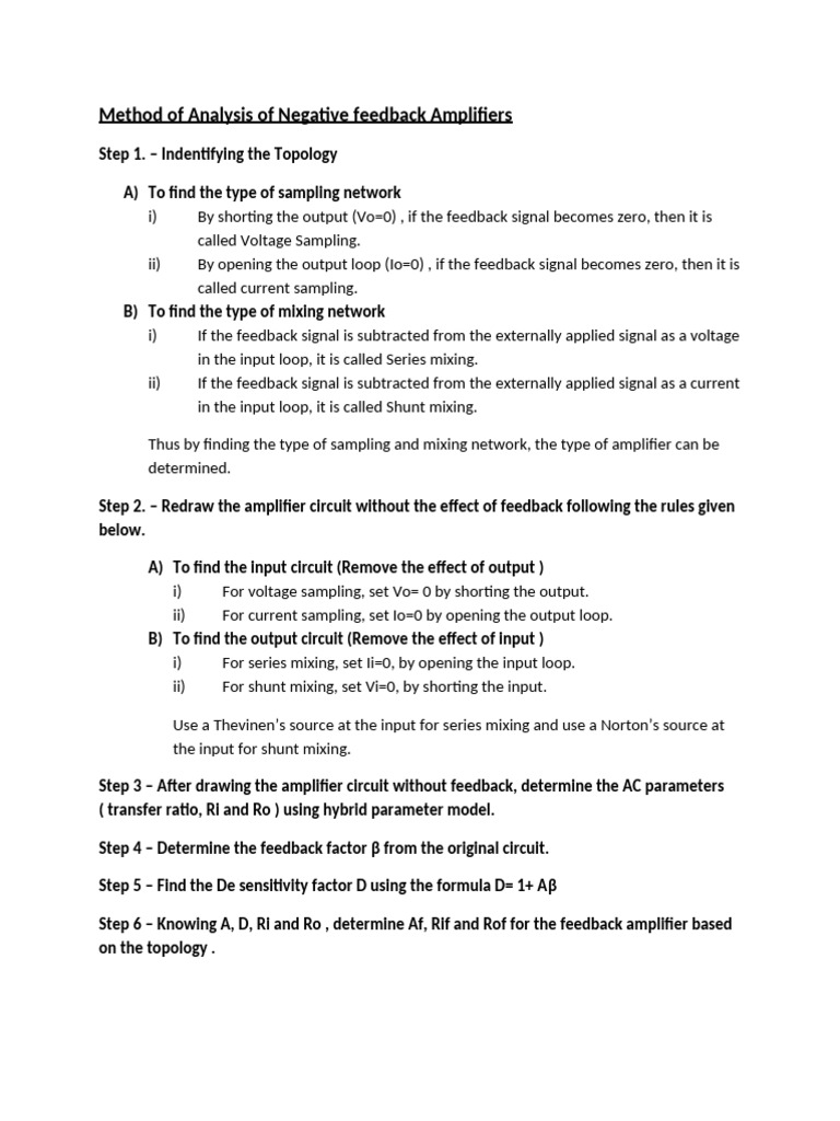Analysis Method For Neg. FB Amp. | PDF