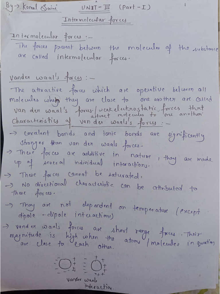 Unit-3 Intermolecular Forces and Water Chemistry Complete | PDF