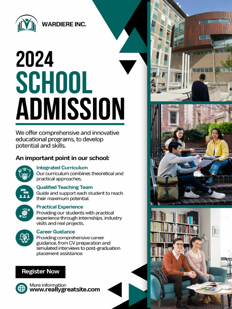 Teal and White Modern 2024 School Admission Flyer | PDF
