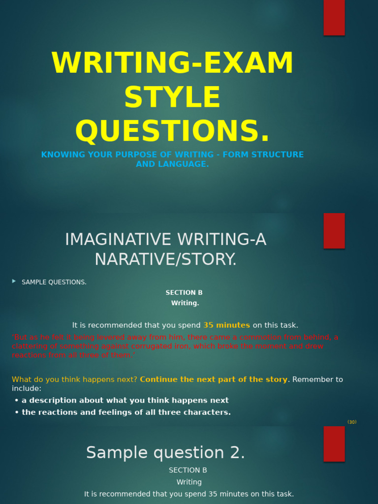 Writing-Exam Style Questions | PDF