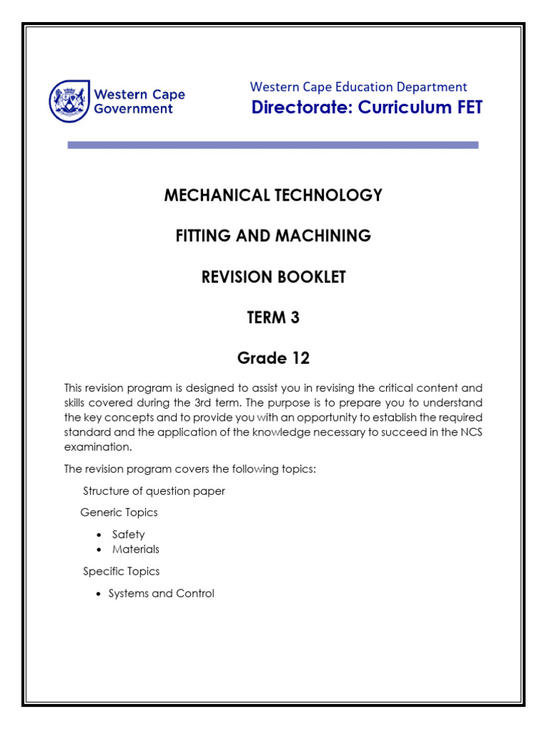 Grade 12 Mechanical Technology Revision | PDF | Gear | Belt (Mechanical)