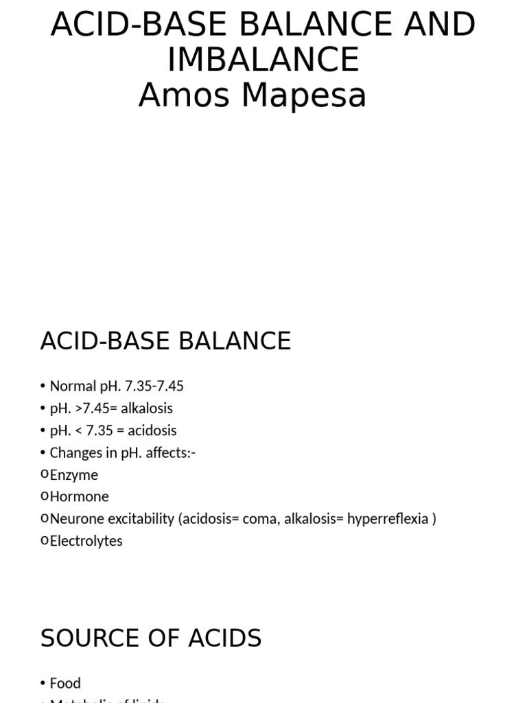 Acid-Base Balance and Imbalance | PDF | Physiology | Medical Specialties