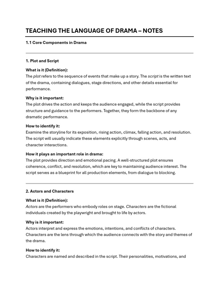 Core Elements of Drama Explained | PDF | Plot (Narrative) | Irony