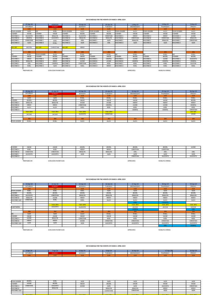 Schedule For March-April 2024 | PDF