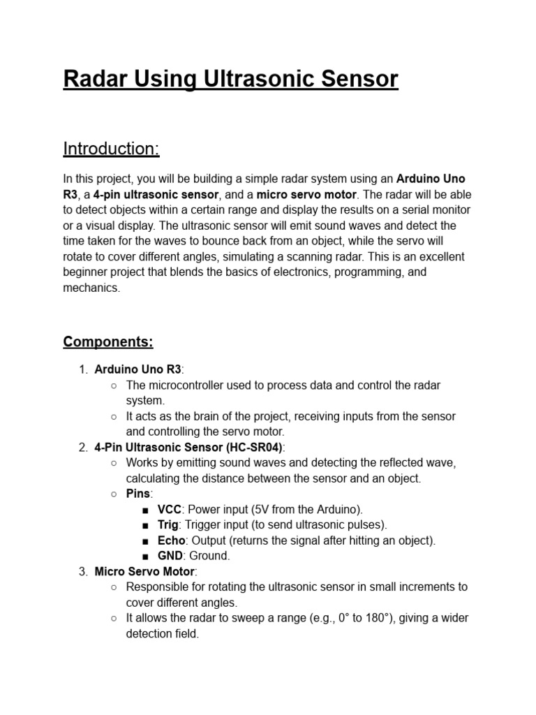 Radar Using Ultrasonic Sensor | PDF | Radar | Sonar