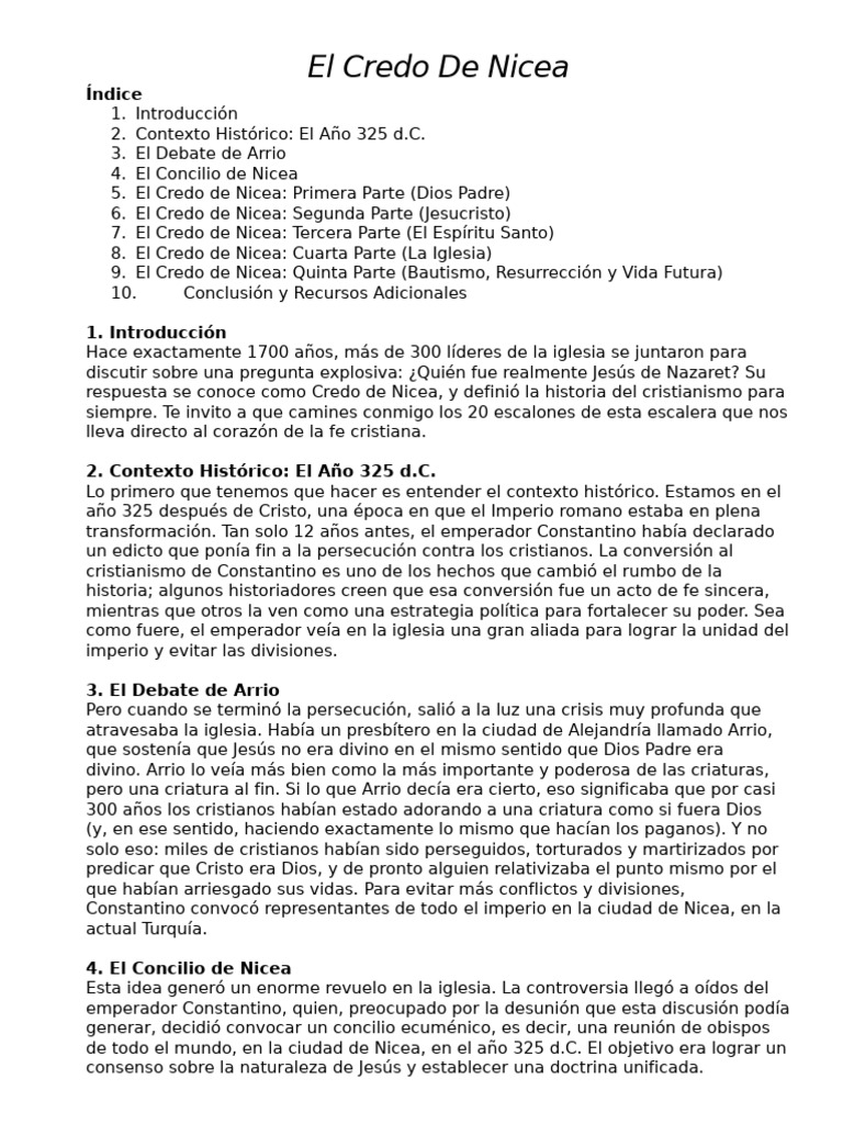 Credo de Nicea: Fe Cristiana Esencial | PDF | Cristo (título ...