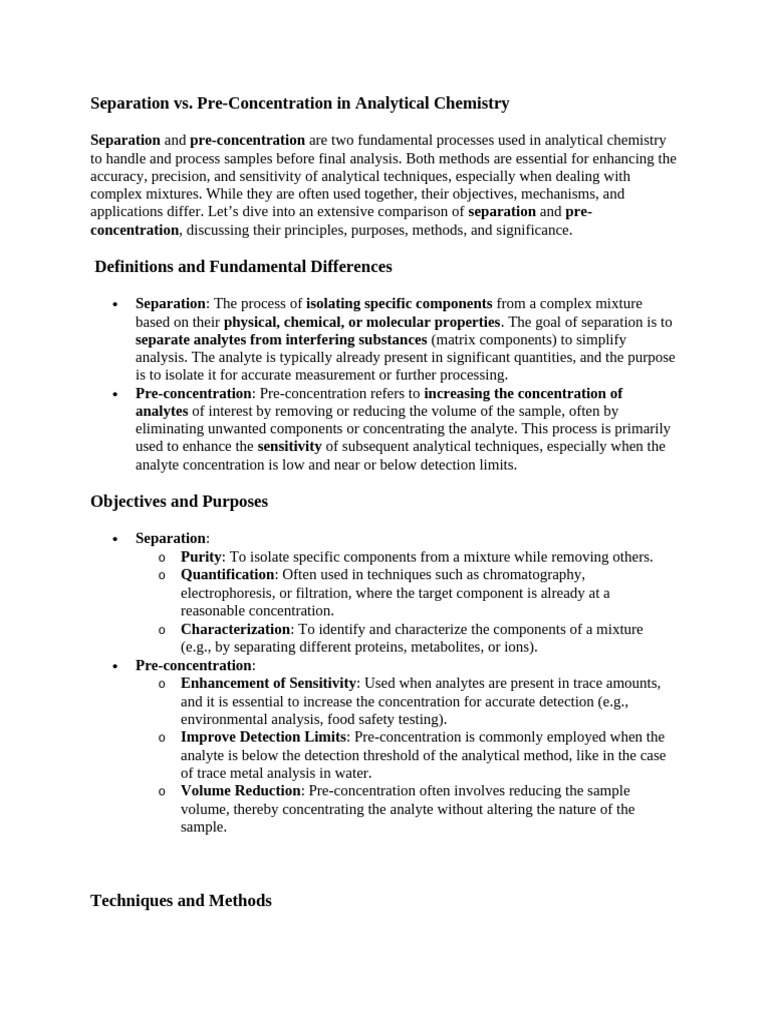 Separation Vs Preconcentration Pdf Chromatography Analytical Chemistry