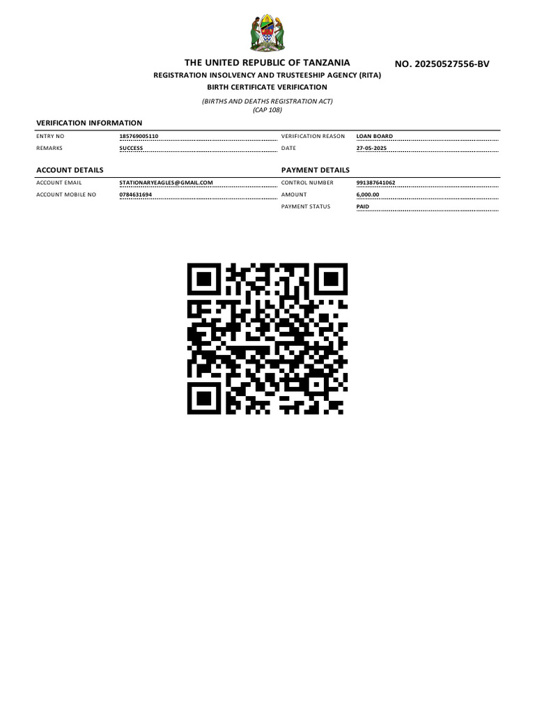 Verification Template 20250527BV - 556 | PDF