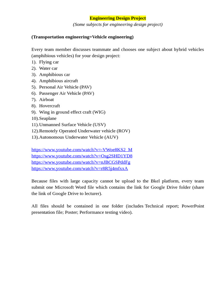 Proposed Subjects For Project | PDF