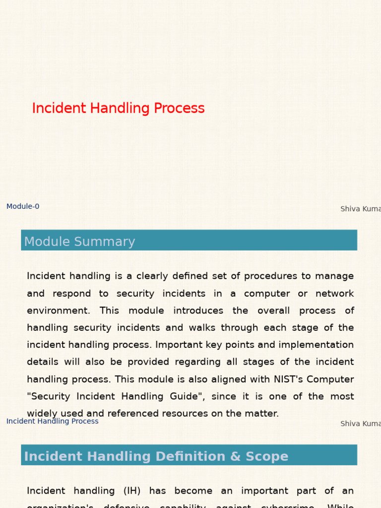 Incident Handling Process Overview | PDF | Malware | Security
