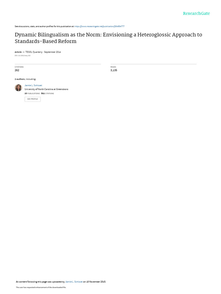 Dynamic Bilingualism As The Norm Envisioning A Heteroglossic Approach ...