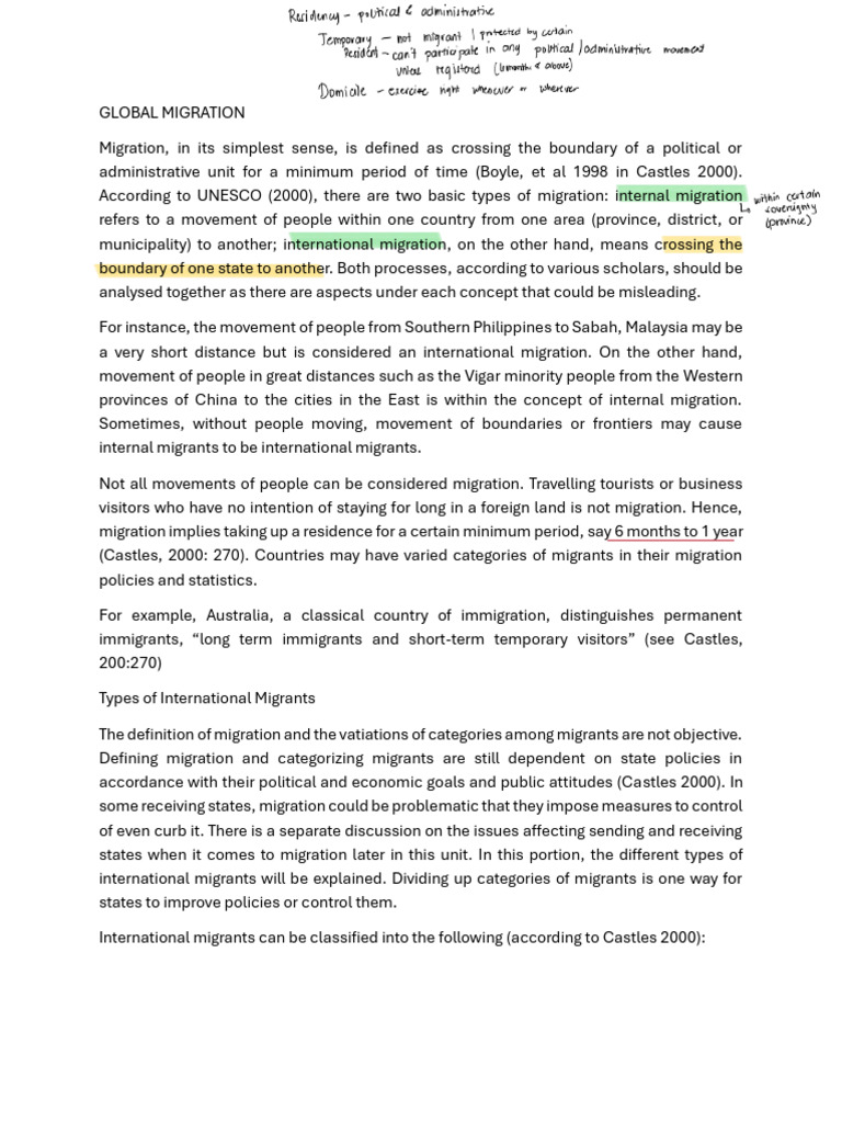 Understanding Global Migration Types | PDF | Human Migration | Immigration