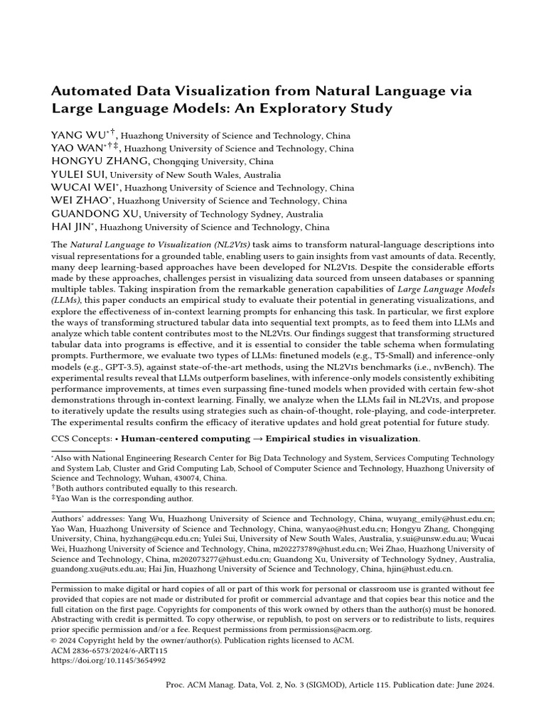 Automated Data Visualization From Natural Language Via Large Language Models: An Exploratory ...