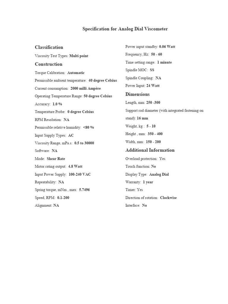 specification_analog_dial_viscometer | PDF