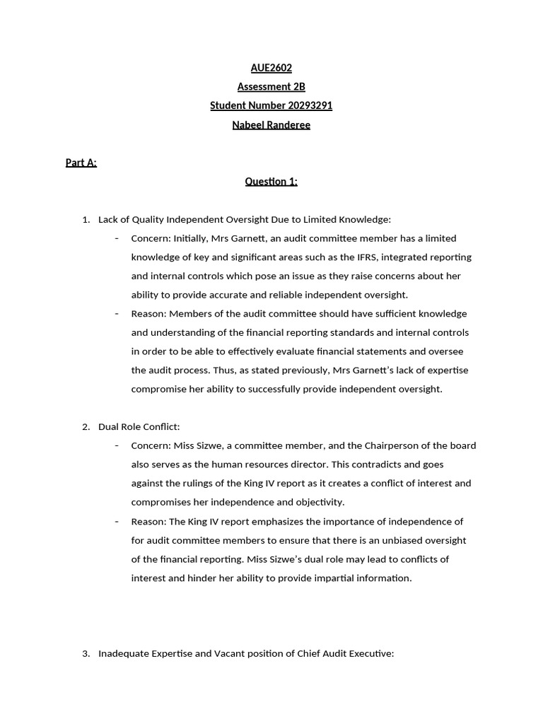 AUE2602 Assignment 2B 2024 | PDF | Audit | Internal Control