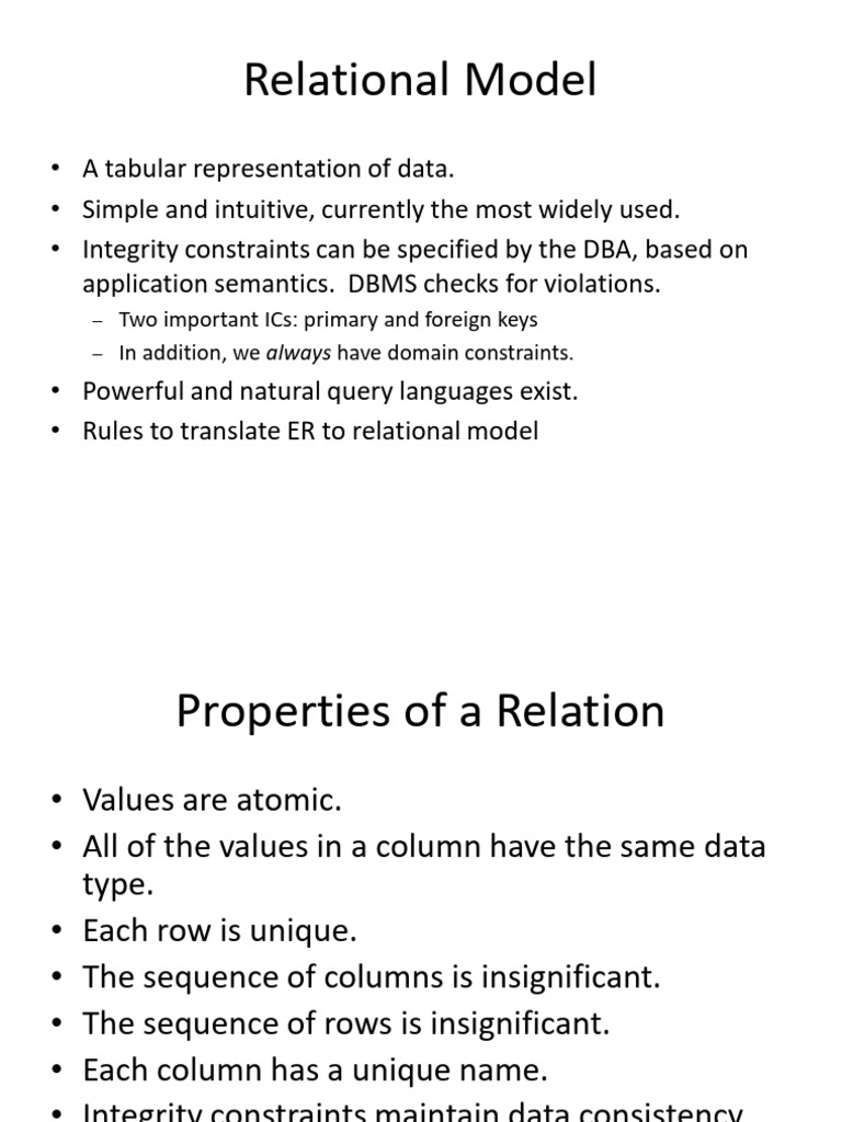 4 Rdbms 2 1 Reational Model and Key Concepts | PDF | Relational ...