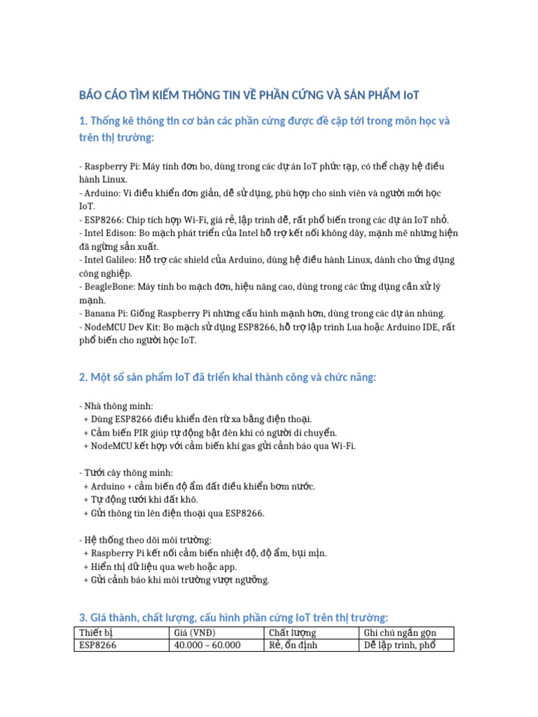 BaoCao IoT TheoYeuCau | PDF