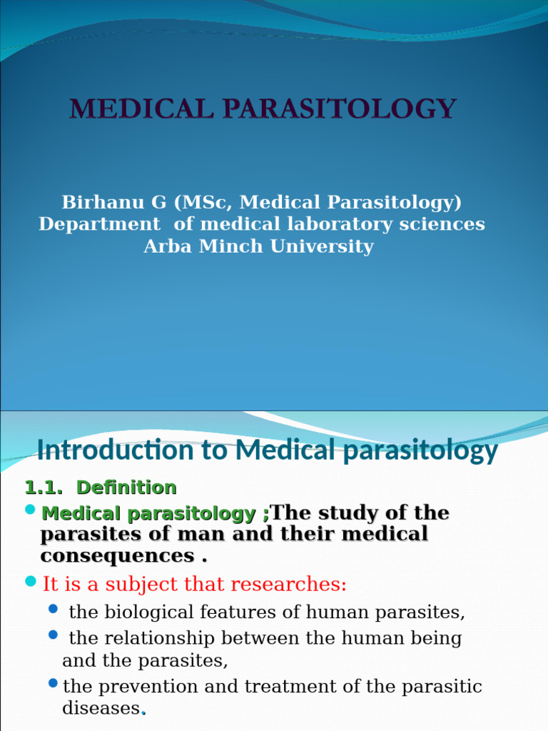 Unit 1 Medical para | PDF | Parasitism | Infection
