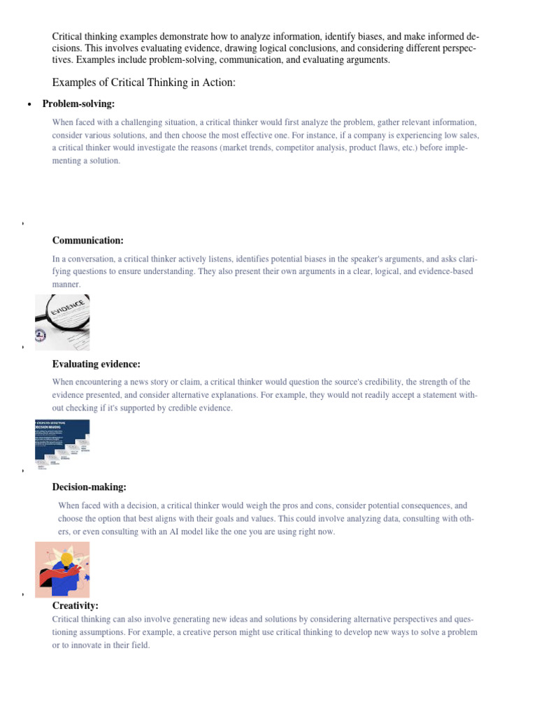 Examples of Critical Thinking | PDF