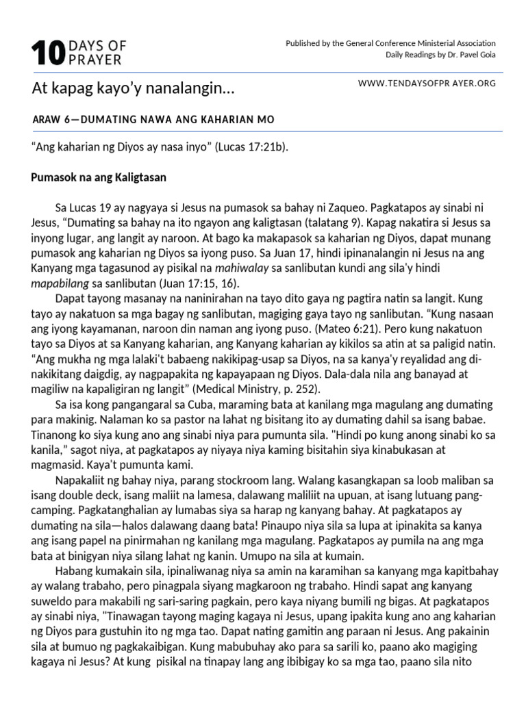 Day 6 Dumating Nawa Ang Kaharian Mo | PDF