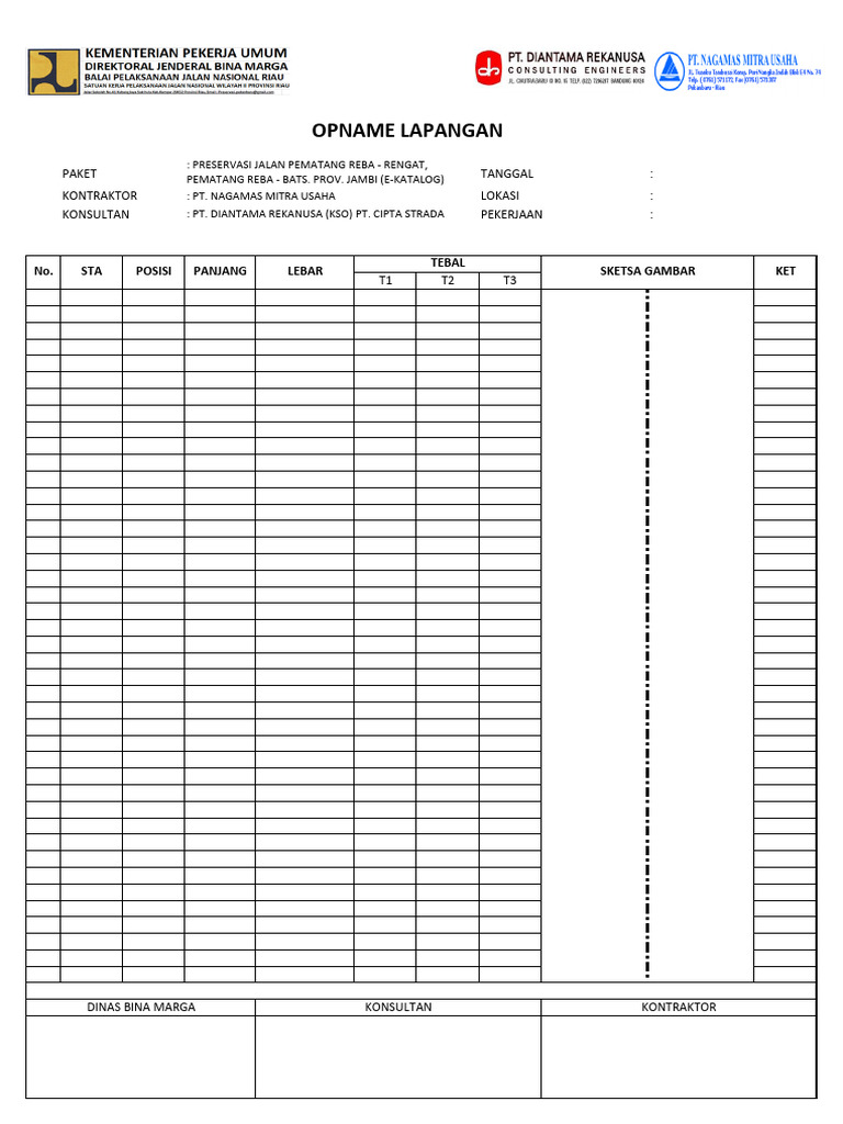Form Opname Lapangan | PDF