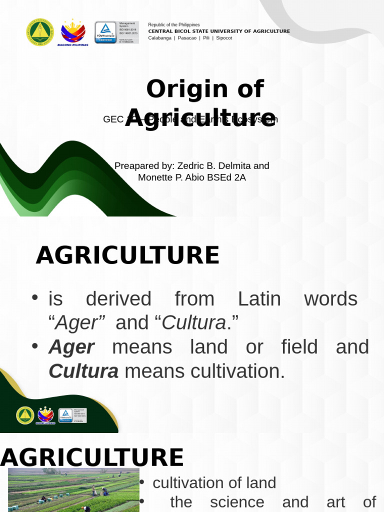 Lesson 4-Origin-Of-Agriculture Geological Processes - Soil and Minerals ...
