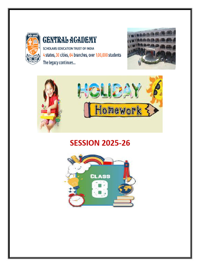 Class 8 Holiday Homework | PDF