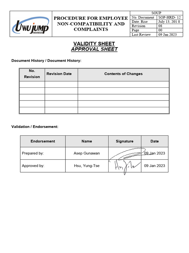 Procedure For Employee Non-Compatibility and Complaints | PDF | Human ...