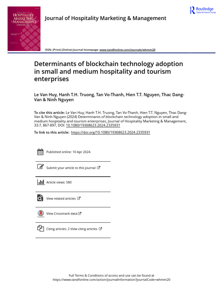0 - 2024 - Determinants of Blockchain Technology Adoption in Small and Medium Hospitality and ...